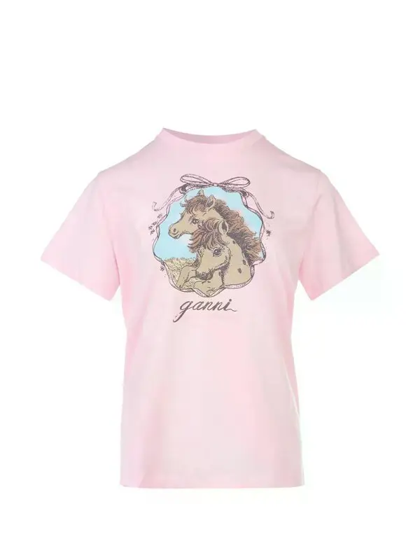 GANNI Graphic-print T-shirt - Pink