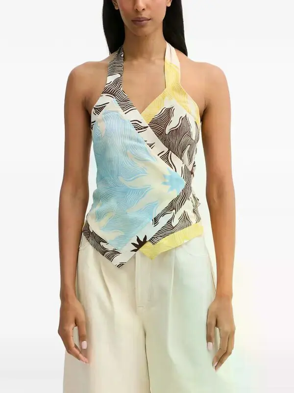 NEVER FULLY DRESSED Graphic-print Halterneck Top