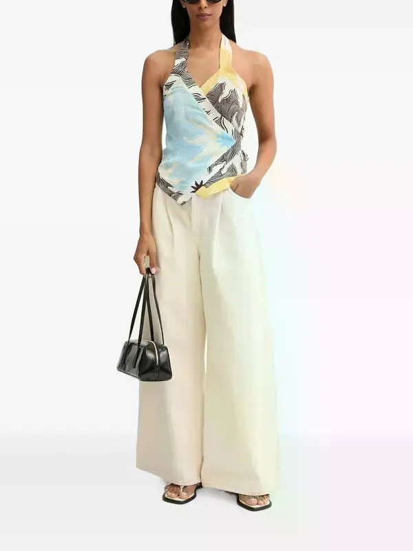 NEVER FULLY DRESSED Graphic-print Halterneck Top