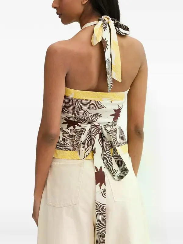 NEVER FULLY DRESSED Graphic-print Halterneck Top