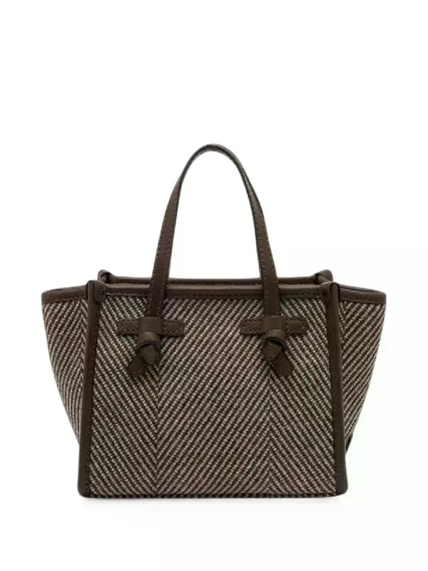 GIANNI CHIARINI Small Miss Marcella Herringbone-pattern Tote Bag - Brown