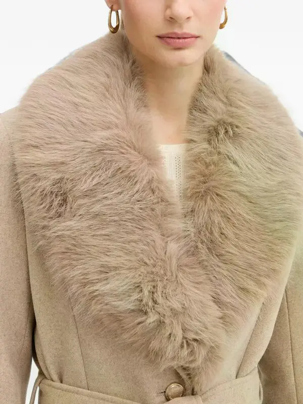 MORGAN Faux-fur Collar Belted Coat