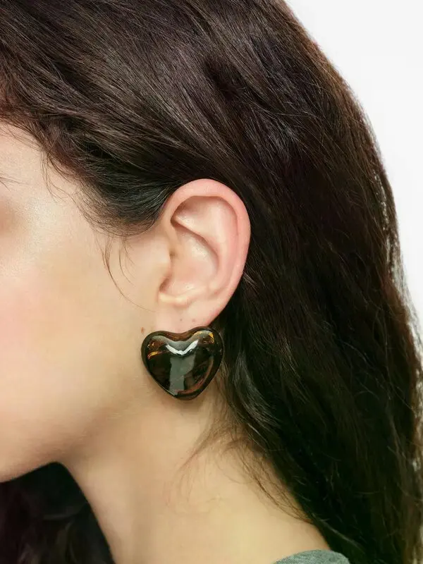 Bimba Y Lola Amber Resin Hearts Earrings