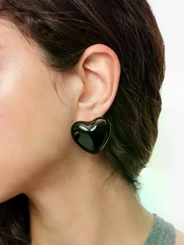 Bimba Y Lola Amber Resin Hearts Earrings