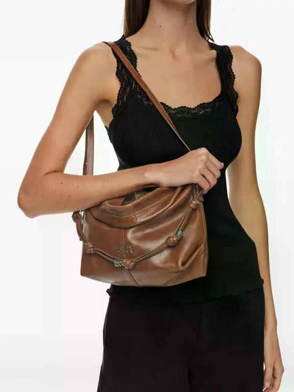 Bimba Y Lola Small Cognac Leather Paper Bag - Brown