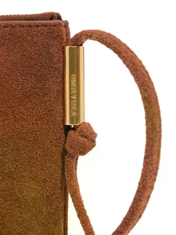 Bimba Y Lola Small Chestnut Suede Clutch Bag