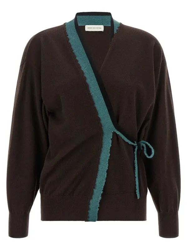 Dries Van Noten Toma' Sweater With Crossed Closure - Brown