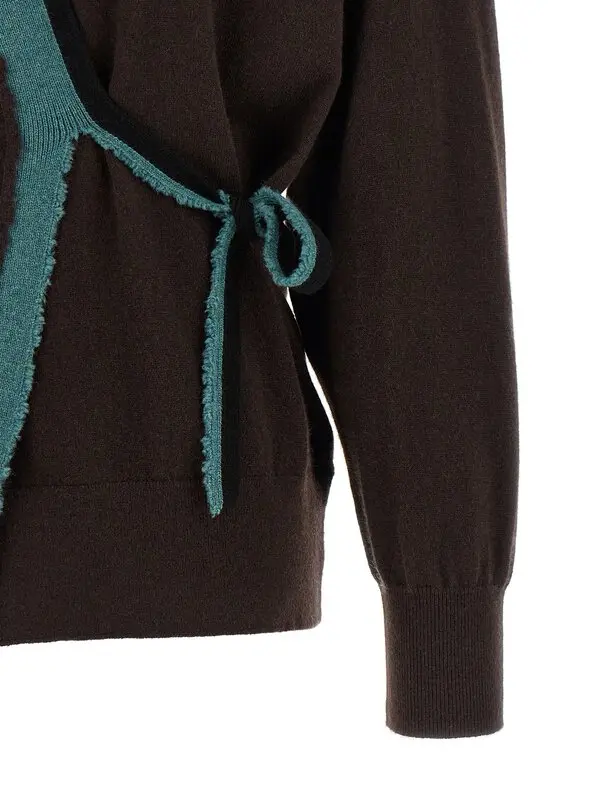 Dries Van Noten Toma' Sweater With Crossed Closure - Brown