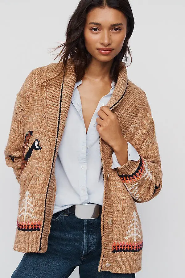 PILCRO Goose Cotton Wool Blend Cardigan