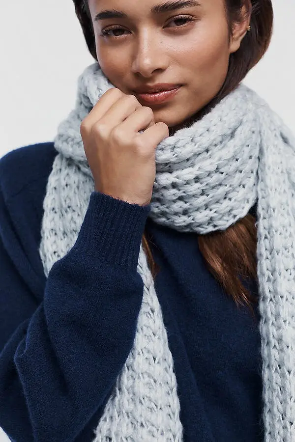 Anthropologie Waffle Knit Scarf - Grey