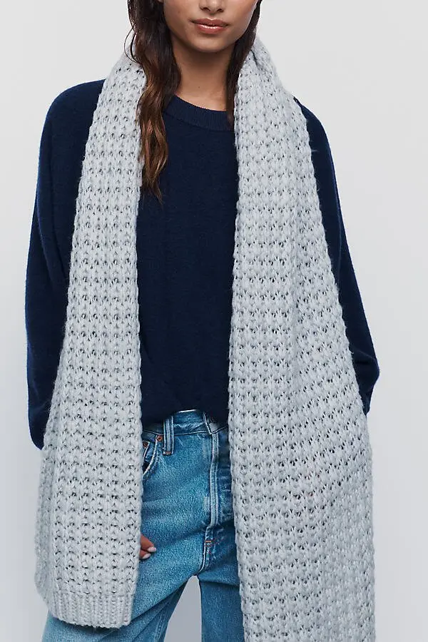 Anthropologie Waffle Knit Scarf - Grey