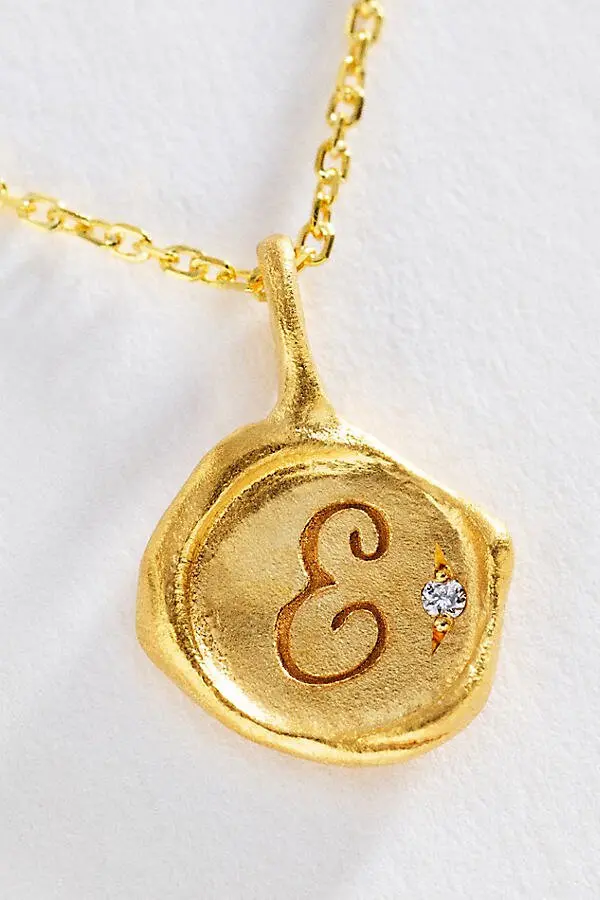 SIRCIAM Monogram Wax Stamp Necklace - E