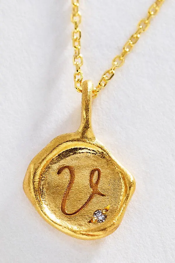 SIRCIAM Monogram Wax Stamp Necklace - V