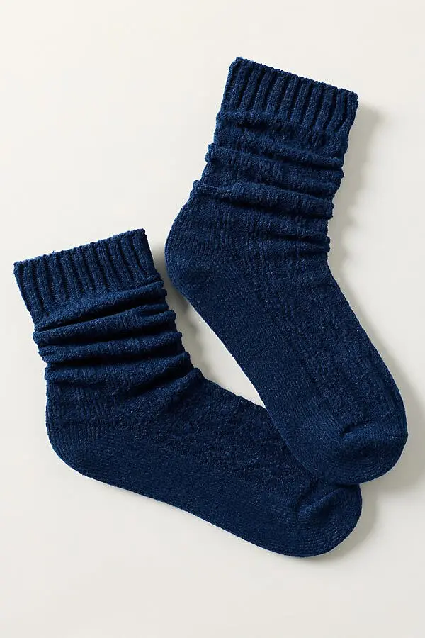 LYREBIRD Cozy Cable Knit Socks - Navy