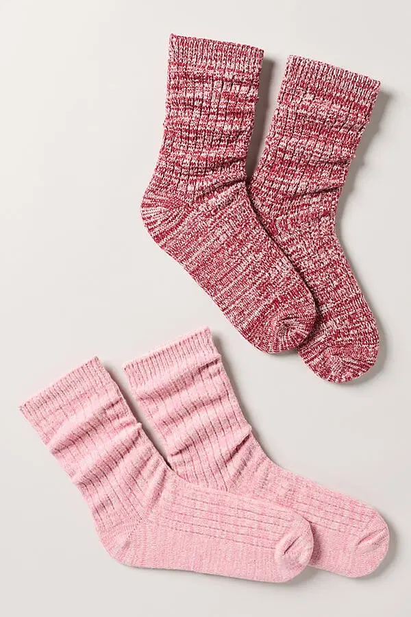 LYREBIRD Cozy Marbled Socks, Set Of 2 - Wine