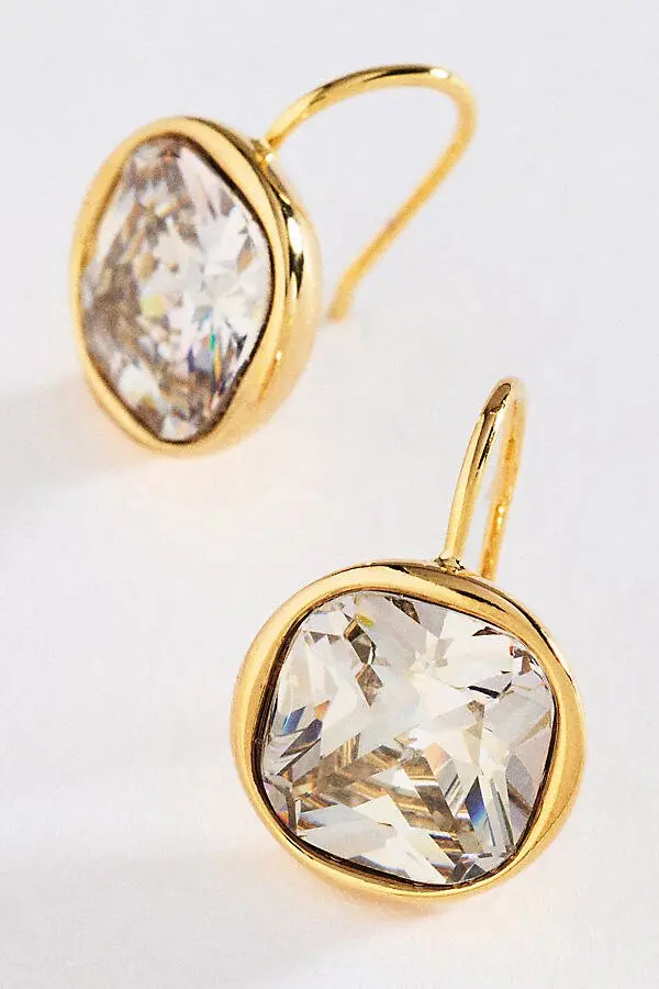 Anthropologie Bezel Cushion French Hook Earrgs - Clear