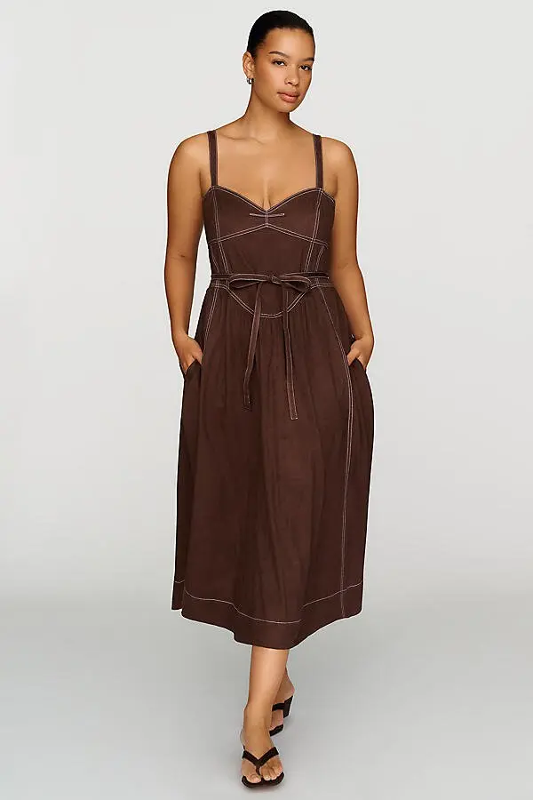 MARE MARE Faux Suede Seamed Midi Dress
