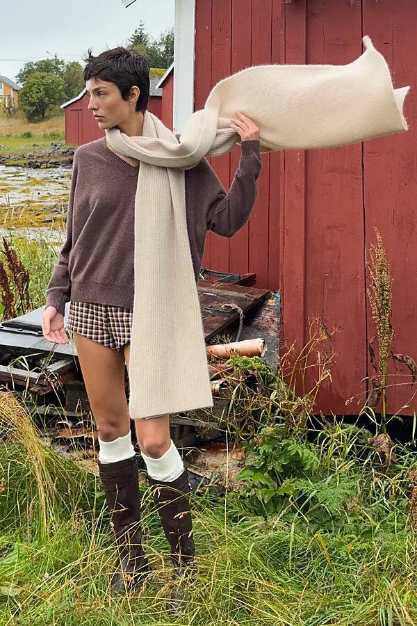 Essentiel Antwerp Krook Wool Blend Hot Pants - Brown Pattern