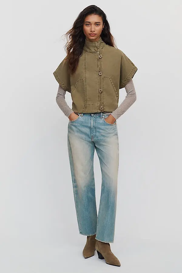 PILCRO Short Sleeve Buttondown Shirt Jacket