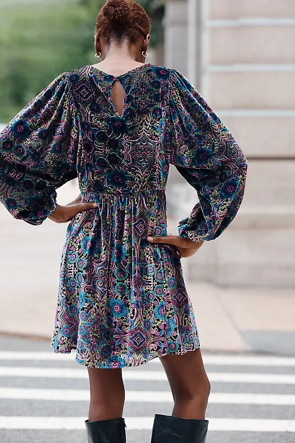 Anthropologie Burnout Velvet Mi Dress