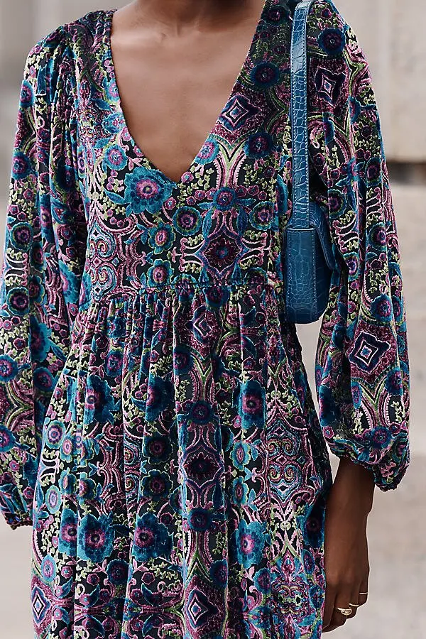 Anthropologie Burnout Velvet Mi Dress