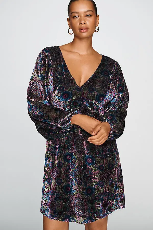 Anthropologie Burnout Velvet Mi Dress