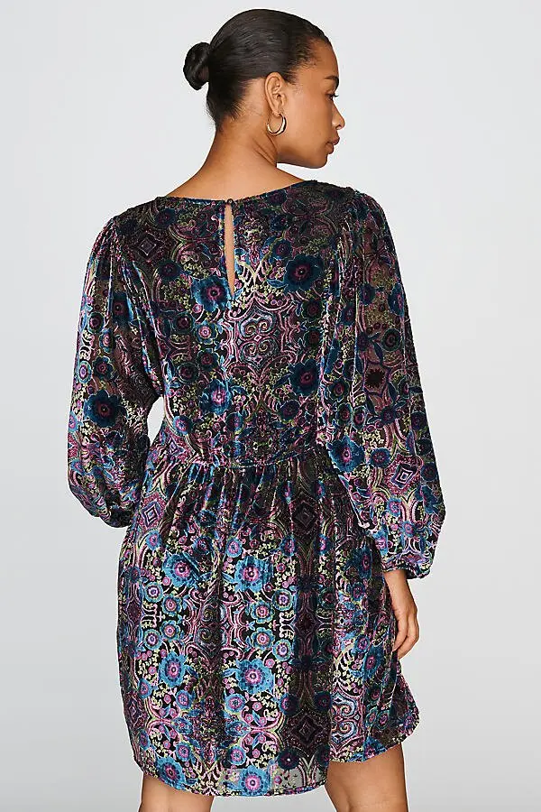 Anthropologie Burnout Velvet Mi Dress