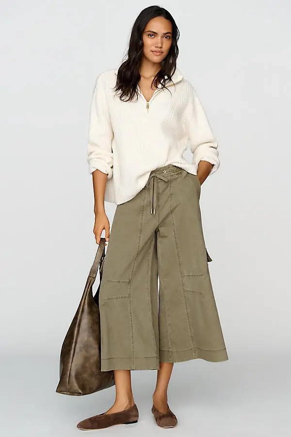 Anthropologie Cotton Modal Blend Utility Culotte Pants