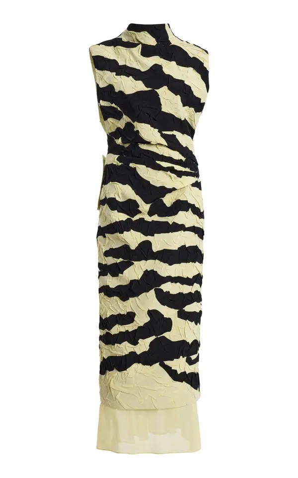 Proenza Schouler Maila Tiger Crinkle Intarsia Midi Dress - Stripe