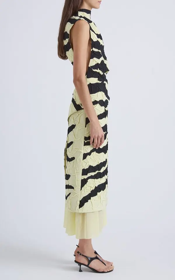 Proenza Schouler Maila Tiger Crinkle Intarsia Midi Dress - Stripe