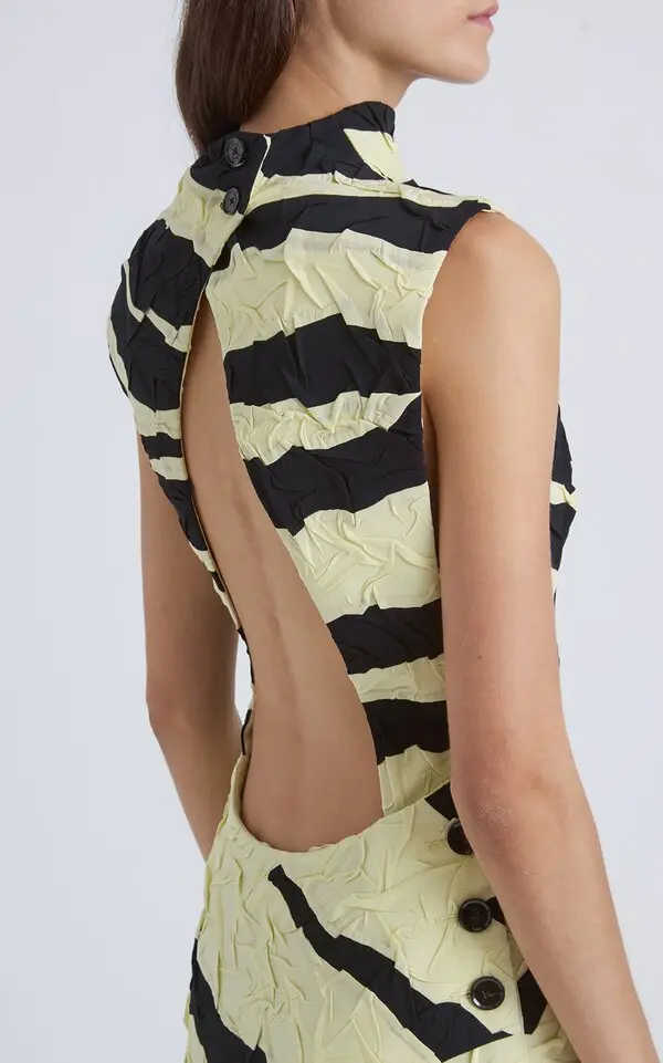 Proenza Schouler Maila Tiger Crinkle Intarsia Midi Dress - Stripe