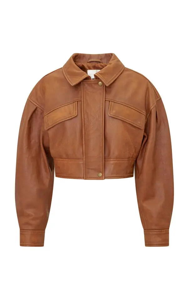 LoveShackFancy Elivette '80s Leather Jacket