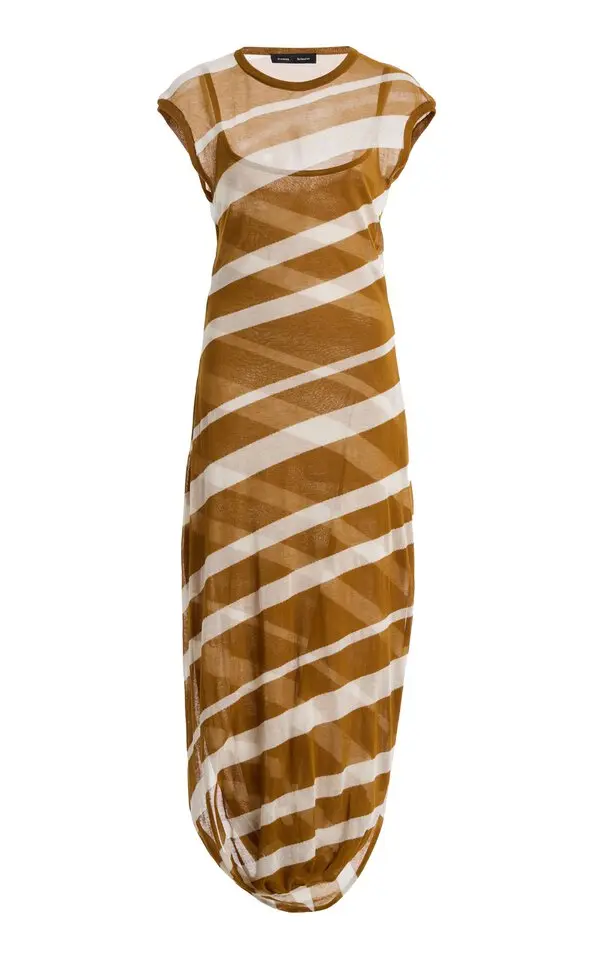 Proenza Schouler Xenia Striped Cotton-blend Midi Dress - Multi