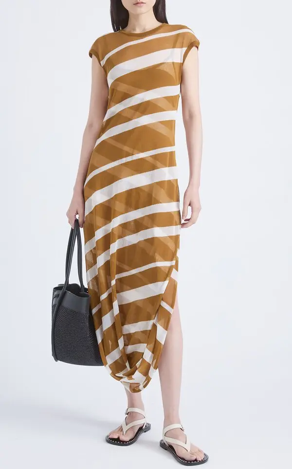 Proenza Schouler Xenia Striped Cotton-blend Midi Dress - Multi