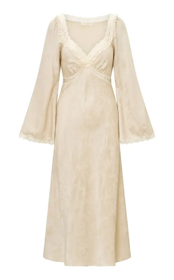 LoveShackFancy Alderton Solid Jacquard Maxi Dress
