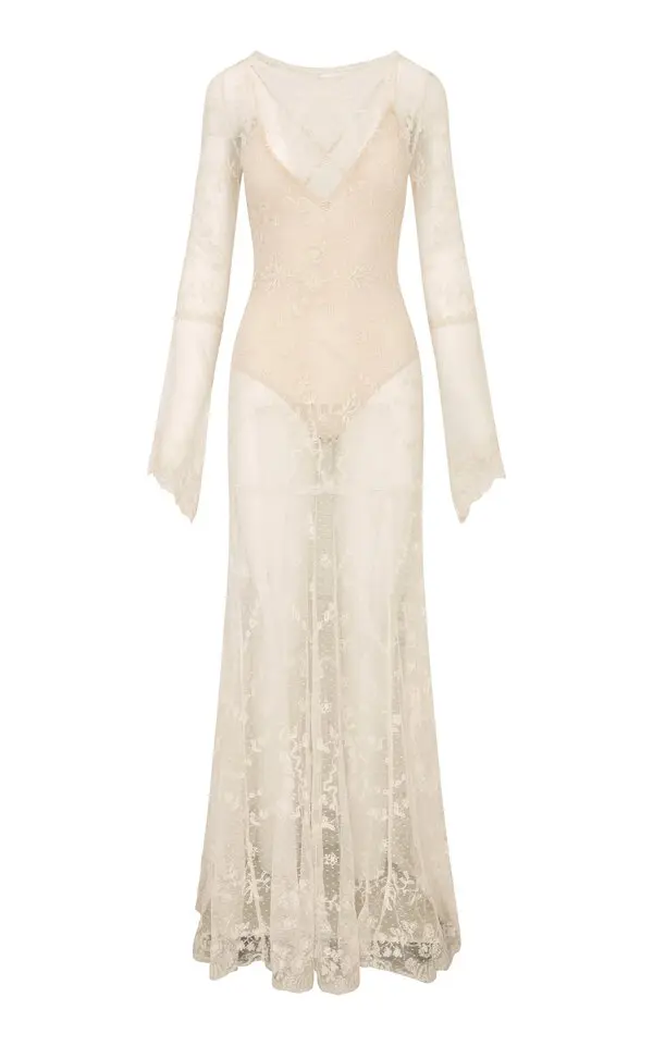 LoveShackFancy Larella Embroidered Maxi Dress