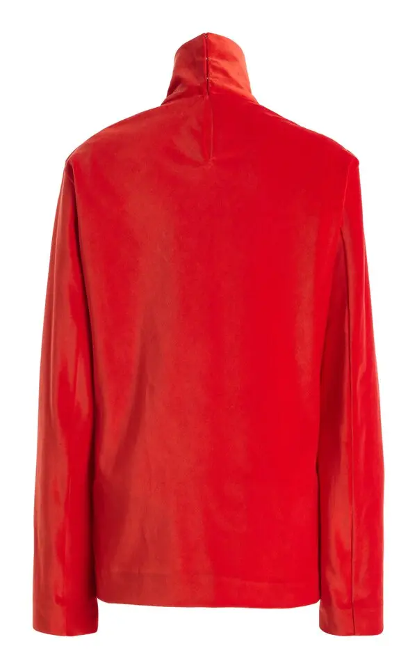 COLLEEN ALLEN Cotton Velvet Turtleneck Top - Orange
