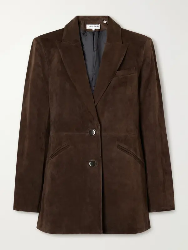 Veronica Beard Maci Dickey Paneled Suede Blazer