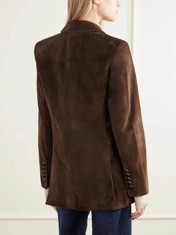 Veronica Beard Maci Dickey Paneled Suede Blazer
