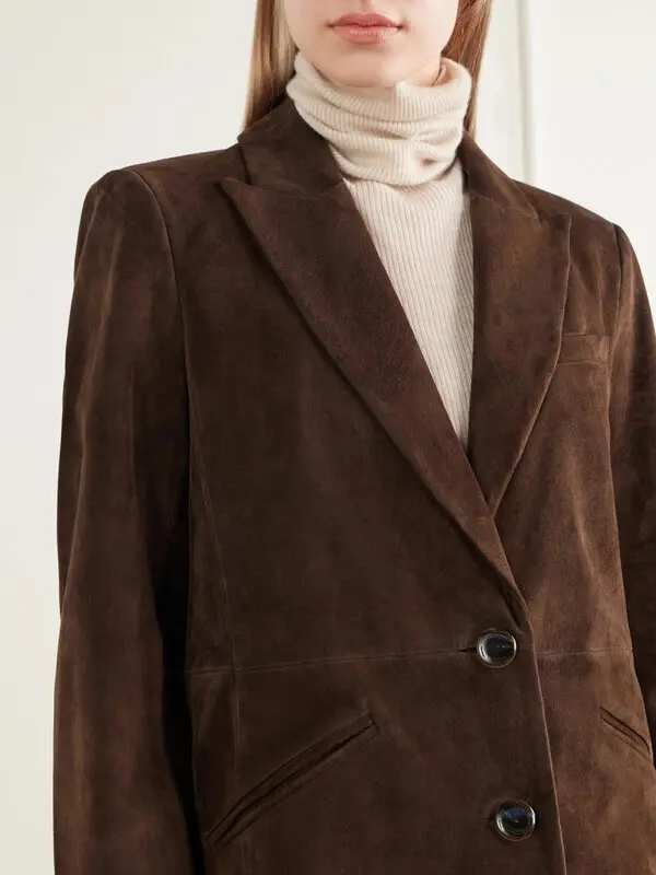 Veronica Beard Maci Dickey Paneled Suede Blazer