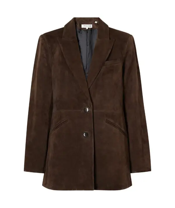Veronica Beard Maci Dickey Paneled Suede Blazer