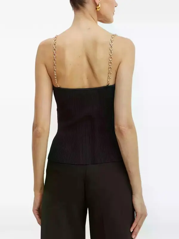 MORGAN Musto Chain-link Strap Ribbed-knit Top - Black