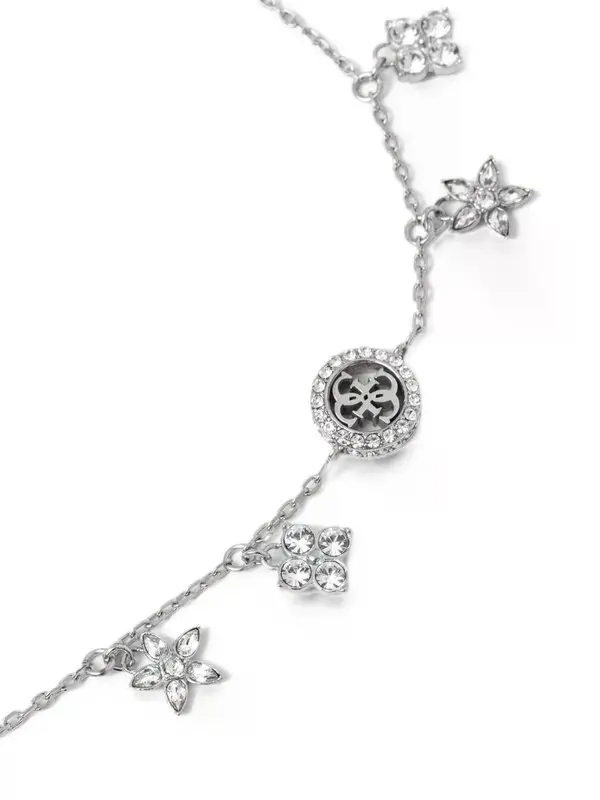 Guess Secret Garden Crystal-embellished Logo-plaque Bracelet - Silver