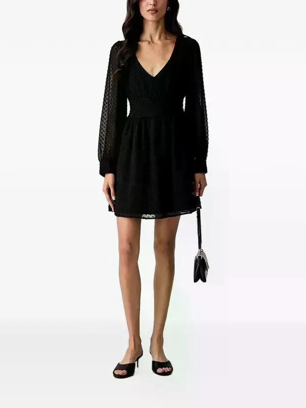 Guess Plumetis Shirred-waist Mini Dress