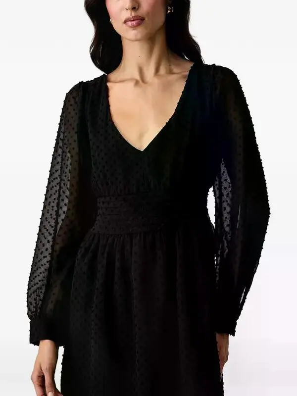 Guess Plumetis Shirred-waist Mini Dress