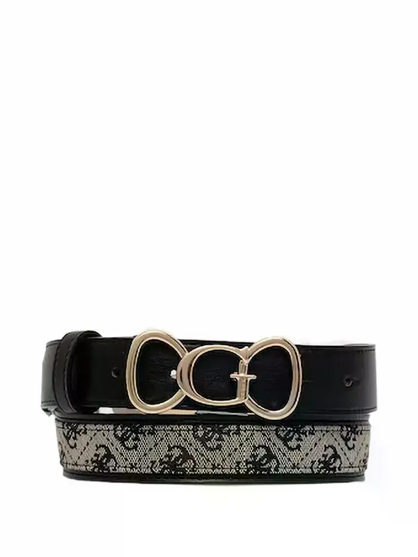 Guess 4g Peony Logo-plaque Reversible Belt - Black