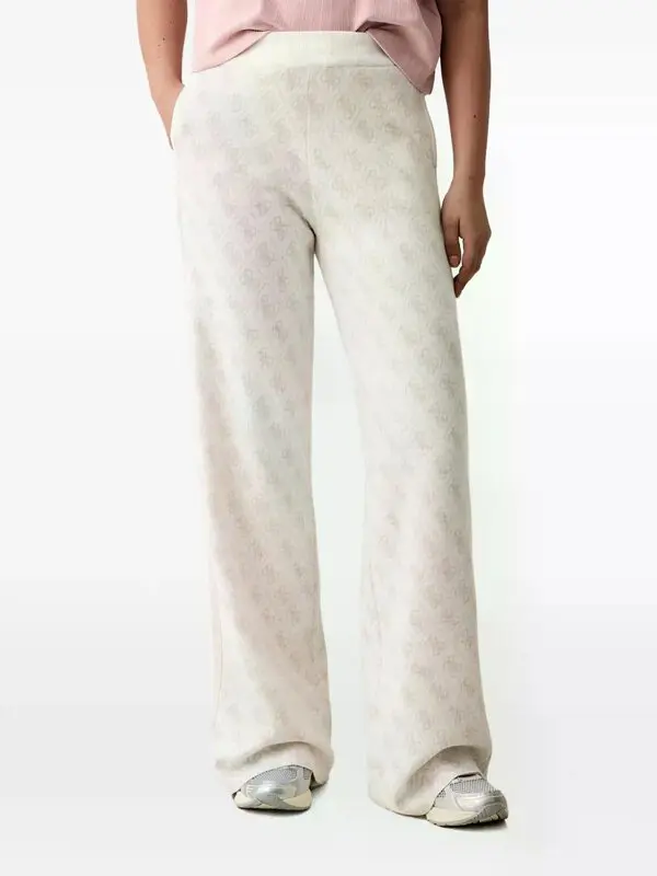 Guess Logo-jacquard Wide-leg Track Pants - Neutrals