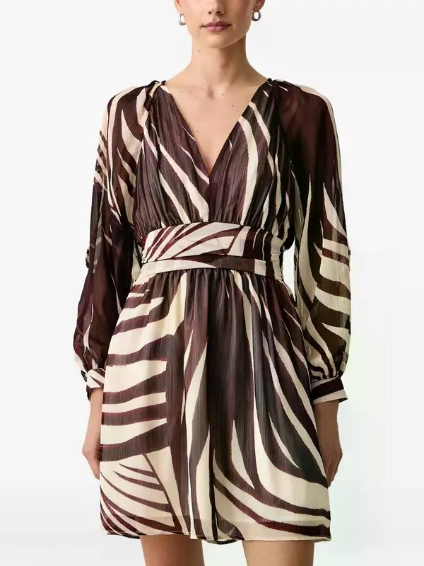 MORGAN Zebra-print Flared Mini Dress