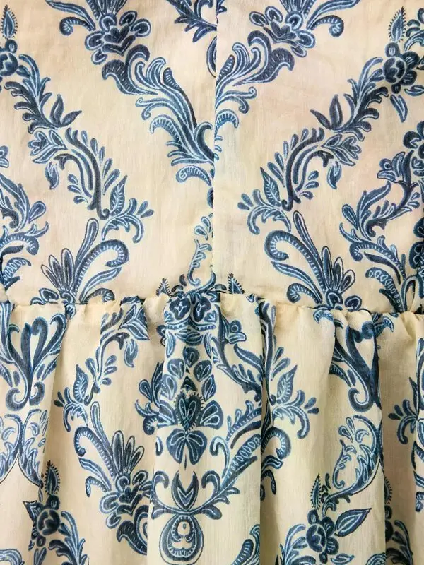 MORGAN Ruffled Damask-print Midi Dress
