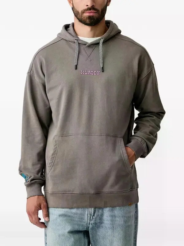 Hurley Graphic-print Drawstring Hoodie - Grey